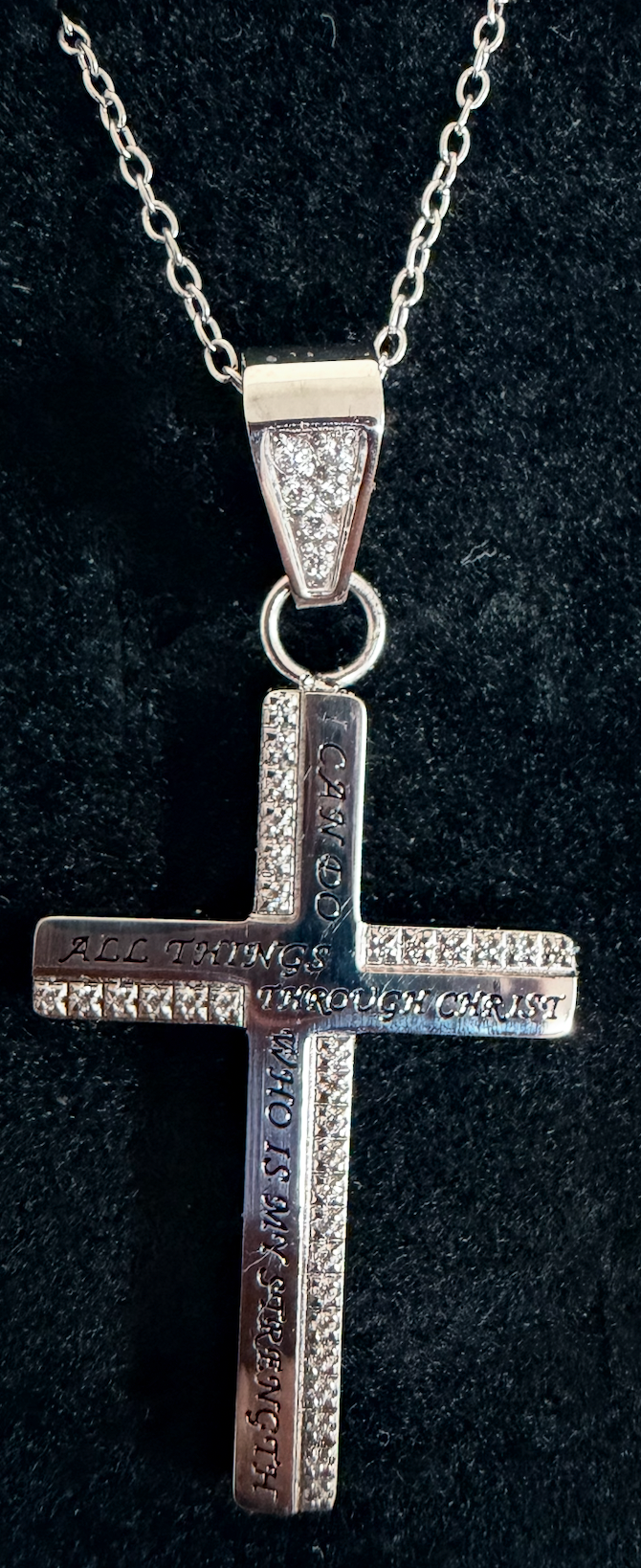 All Things Through Christ Cross Women Necklace- Silver – The House Shop